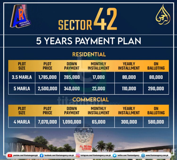 Al Rehman Garden Phase 7 Sector 42 | Location & Payment Plan